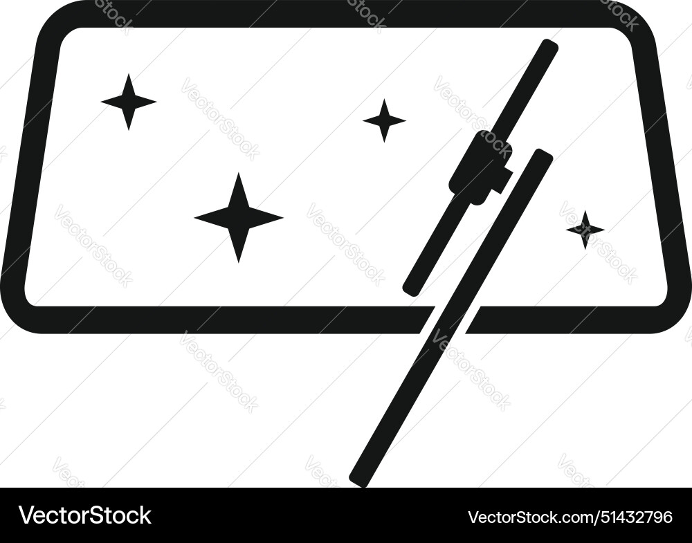 Clean windshield icon with sparkles and wiper Vector Image