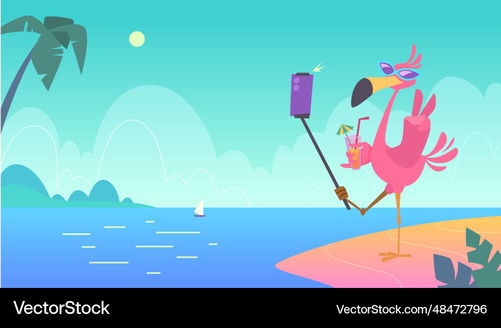 Flamingo background tropical landscape horizon Vector Image