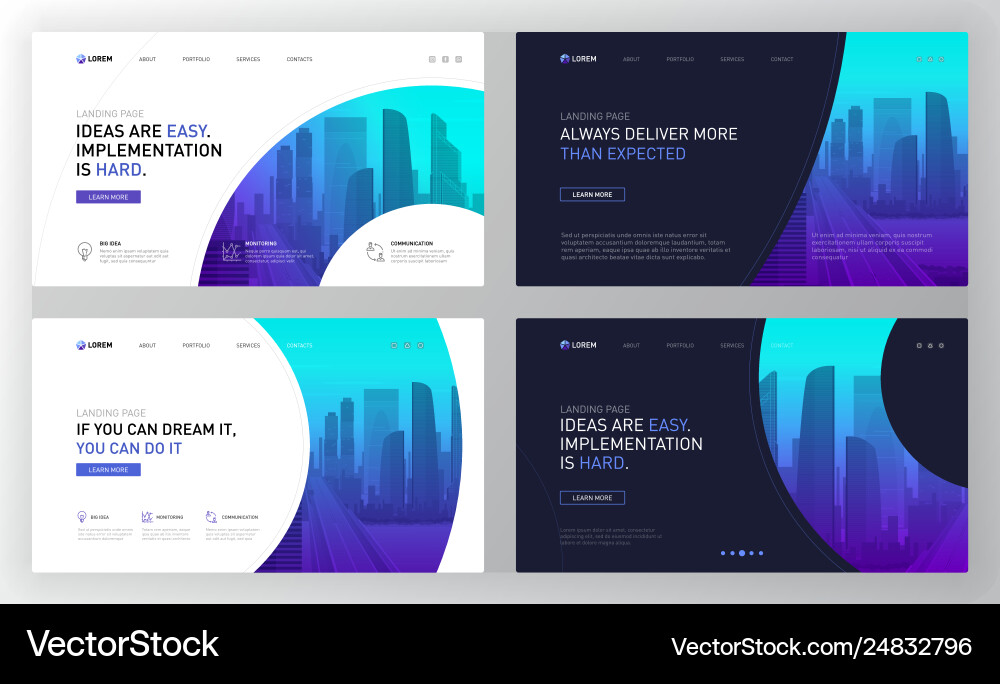 Landing pages templates set for business Vector Image