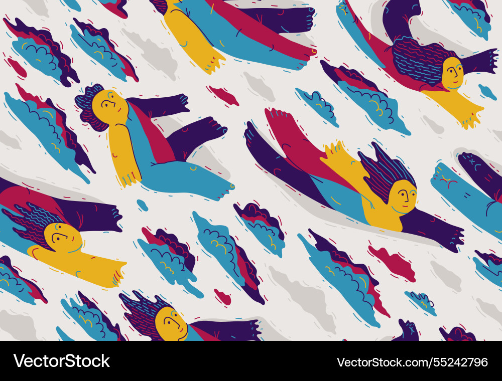 Levitating people seamless background concept Vector Image