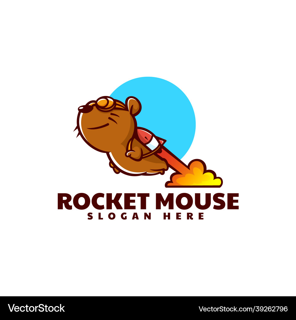 Logo rocket mouse mascot cartoon style Royalty Free Vector
