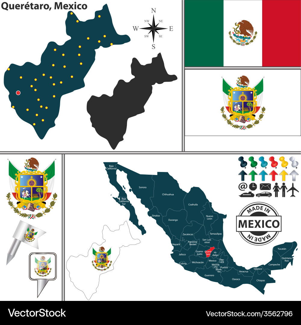 Map of queretaro Royalty Free Vector Image - VectorStock