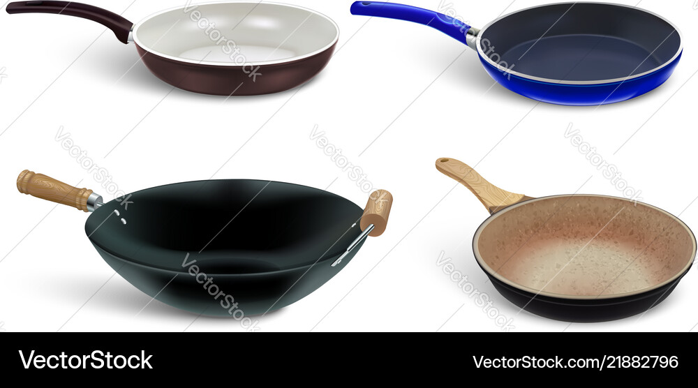 Realistic Griddle Icon Set Royalty Free Vector Image