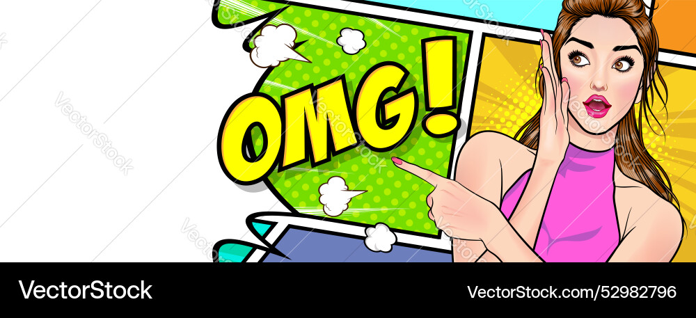 Shocking woman surprised page comics 02 Royalty Free Vector