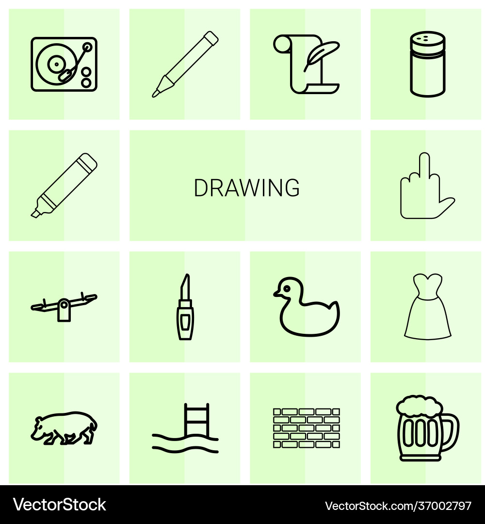 14 drawing icons Royalty Free Vector Image - VectorStock