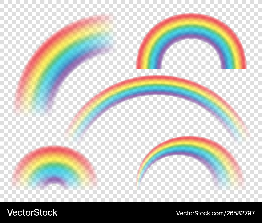 Abstract realistic colorful rainbow on transparent