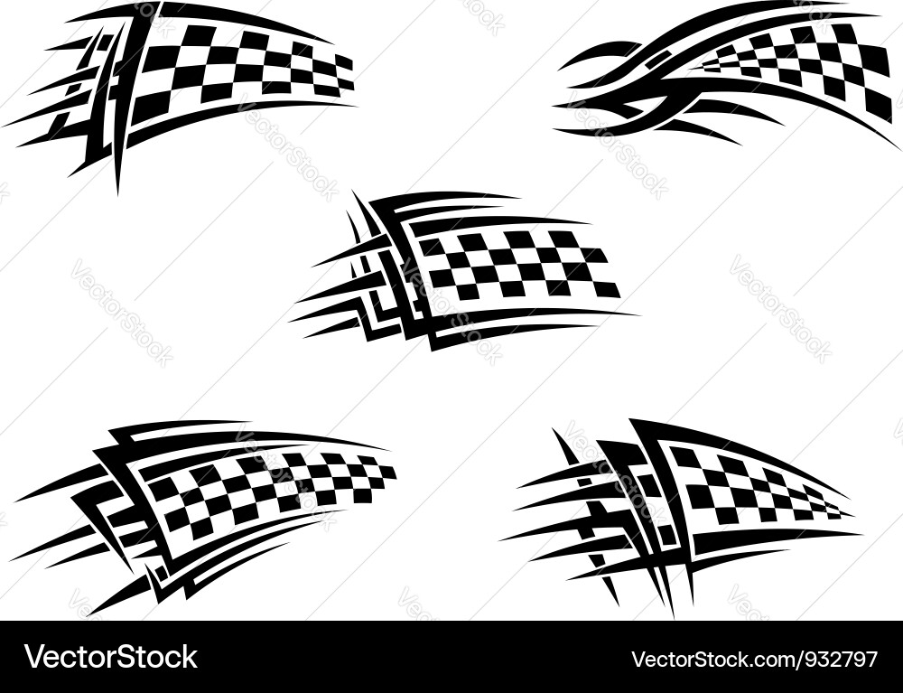 Checker Racing Flags - Tribal Style Royalty Free Vector