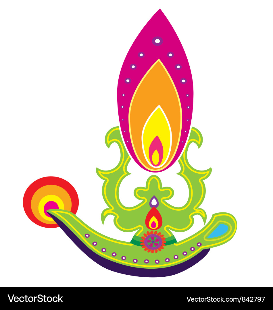 Indian oil lamp Royalty Free Vector Image - VectorStock