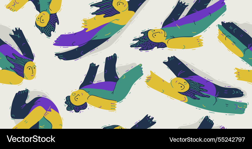 Levitating people seamless background concept Vector Image