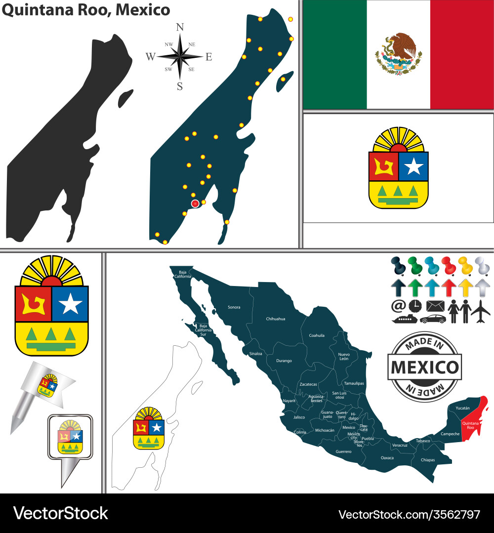Map of quintana roo Royalty Free Vector Image - VectorStock
