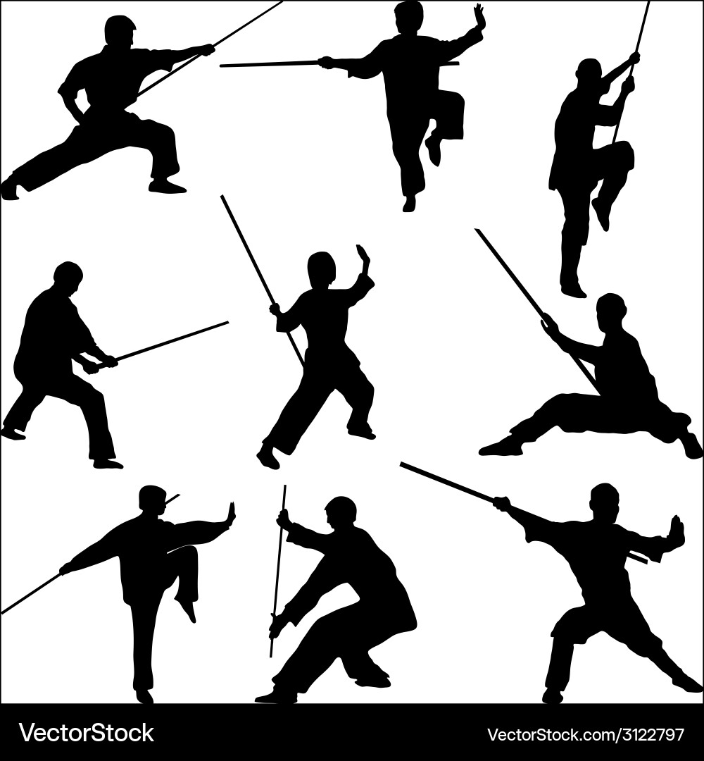 Martial Arts Staff Poses Royalty Free Vector Image