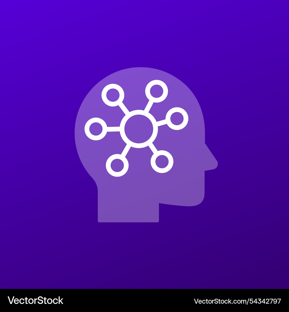 Psychology icon with a head Royalty Free Vector Image