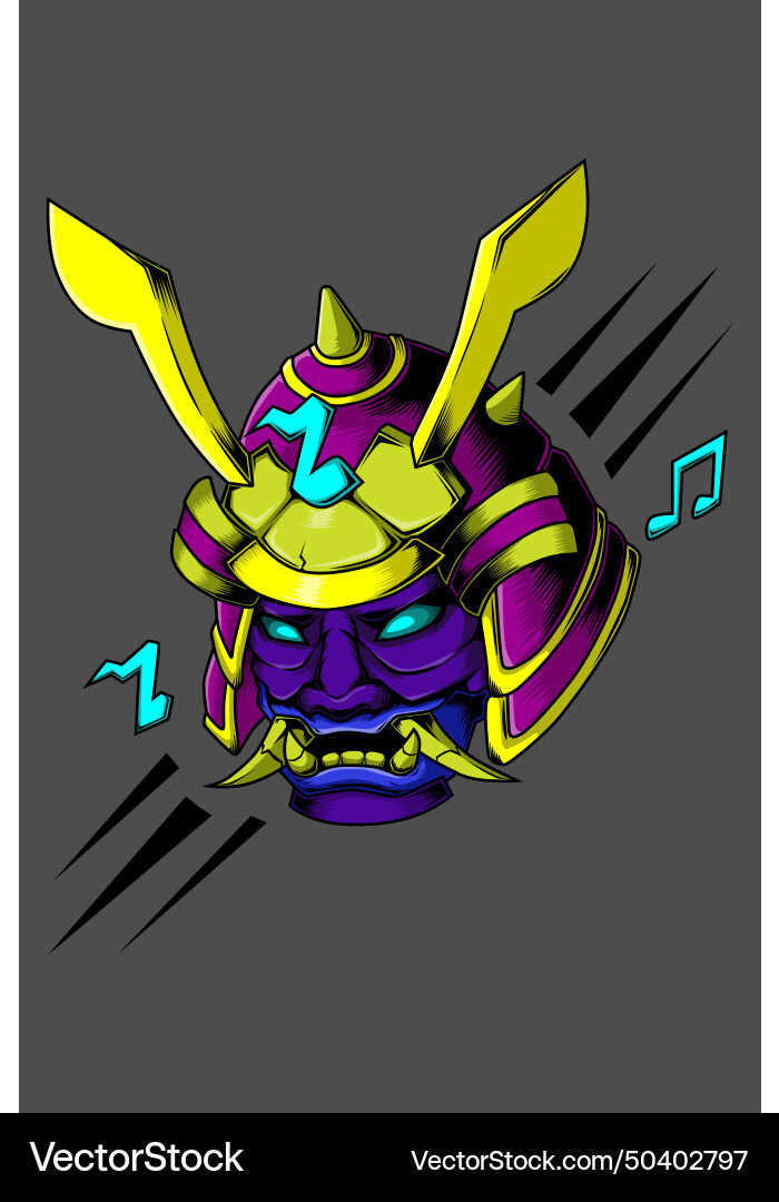 Samurai head music Royalty Free Vector Image - VectorStock