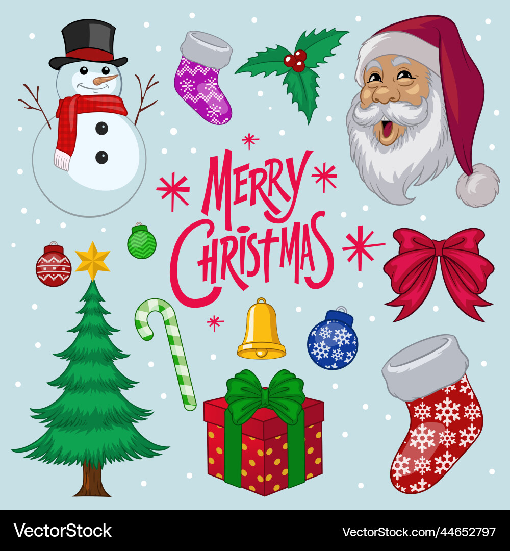 Set of objects christmas holiday Royalty Free Vector Image