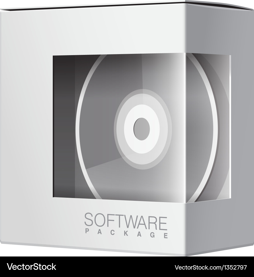 White glossy package box with dvd Royalty Free Vector Image