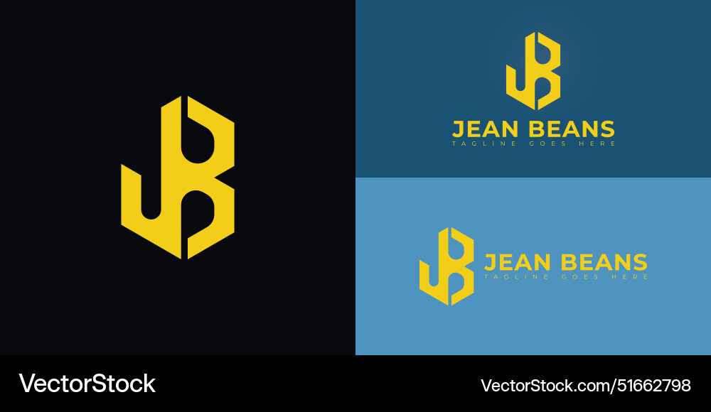 Abstract initial hexagon letters jb or bj logo Vector Image