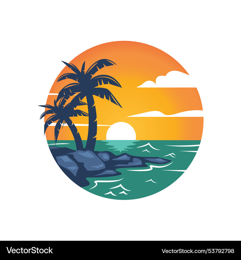 Beach icon concept design template Royalty Free Vector Image
