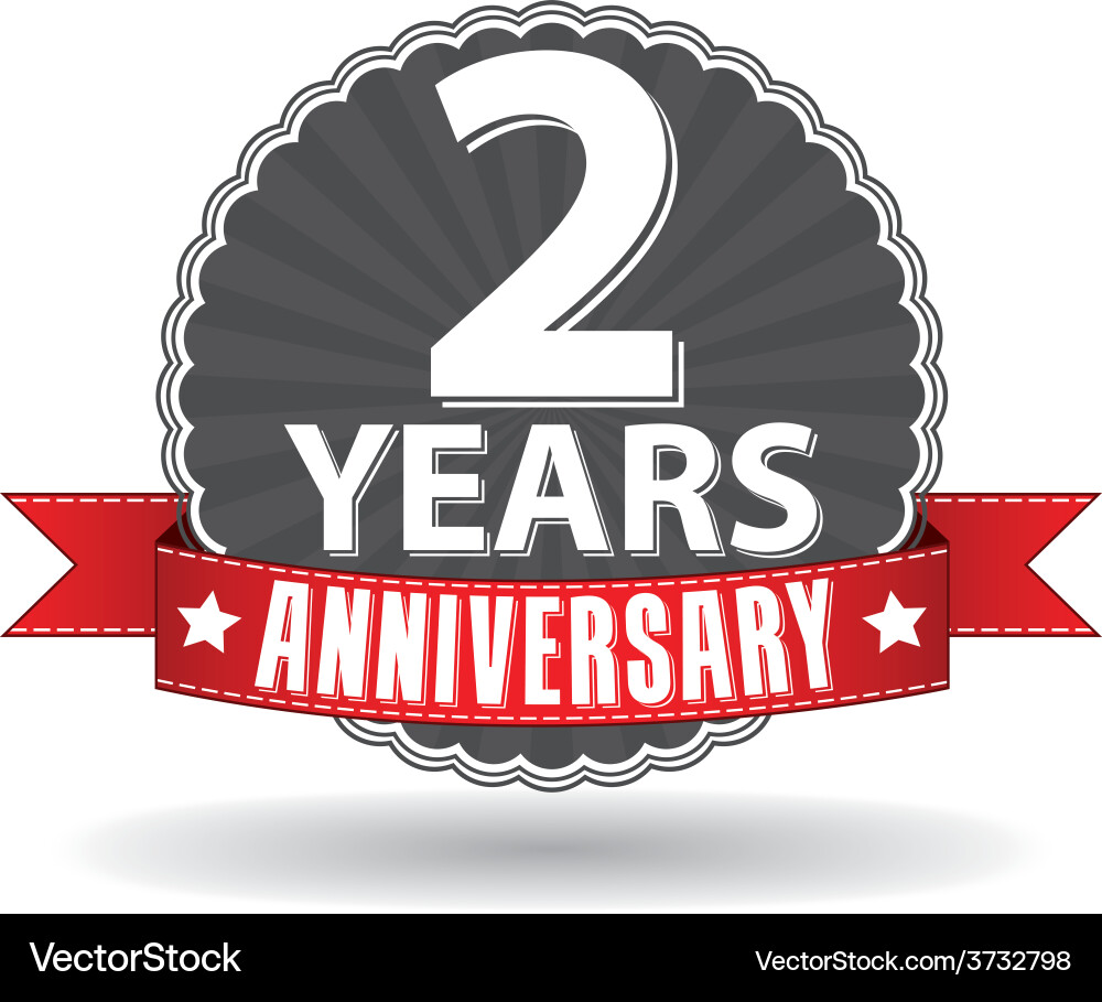 Celebrating 2 years anniversary retro label Vector Image