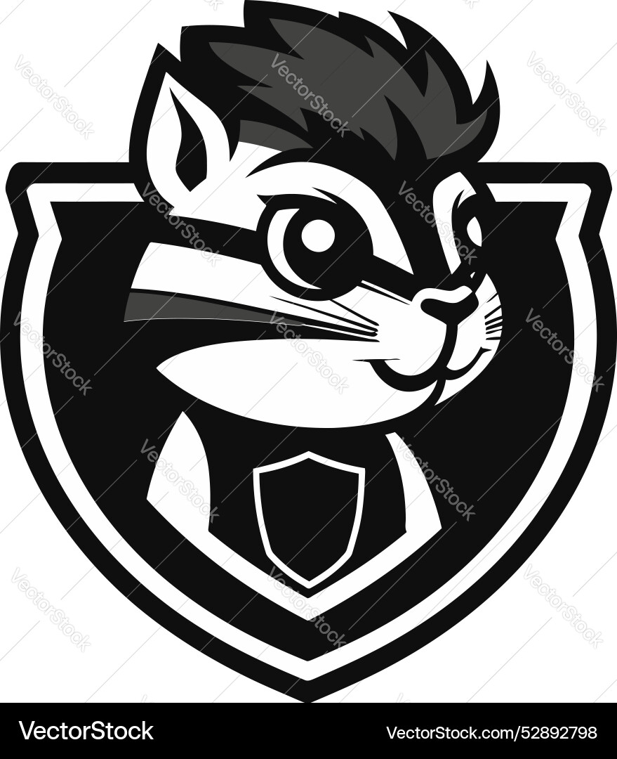 Chipmunk cartoon character logo icon black Vector Image