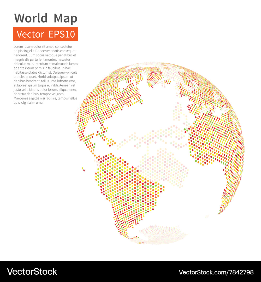 Dotted world map background earth globe Royalty Free Vector