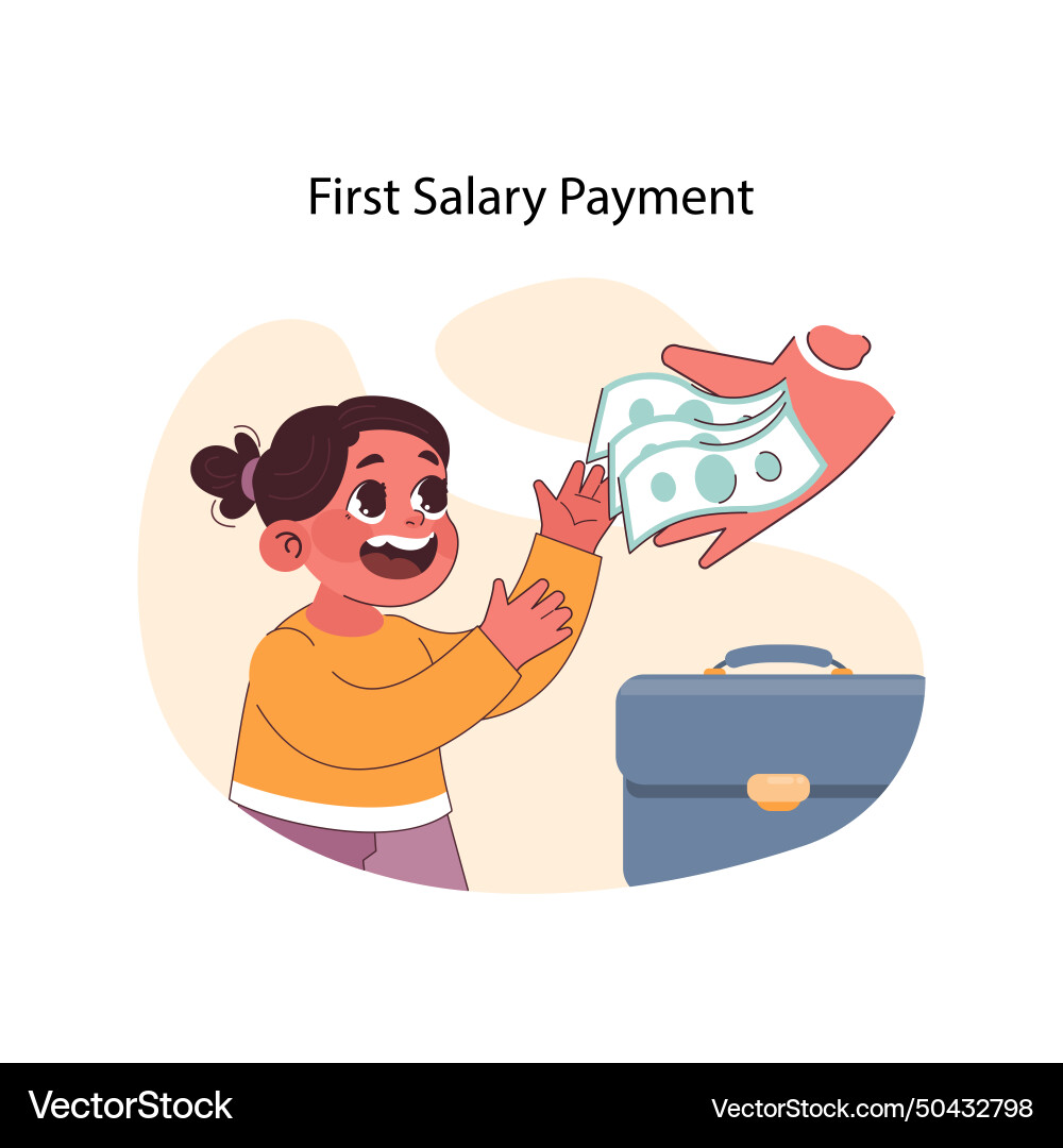 First earnings concept flat Royalty Free Vector Image