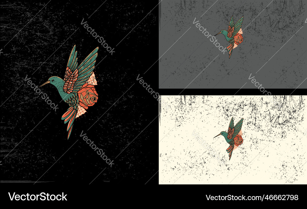 Flying bird and red rose mascot design Royalty Free Vector