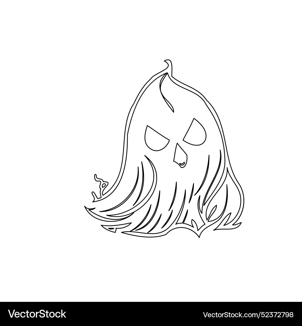 Ghost halloween scary outline sketch Royalty Free Vector