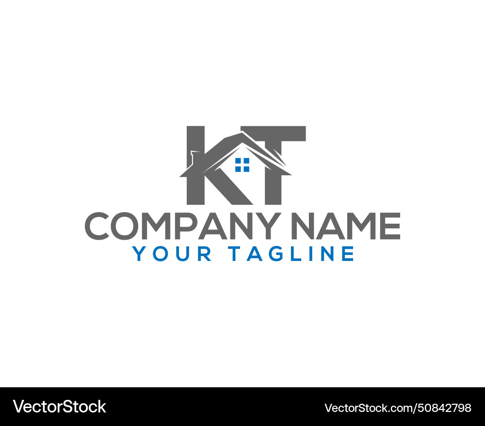 Home and letter kt creative logo design Royalty Free Vector