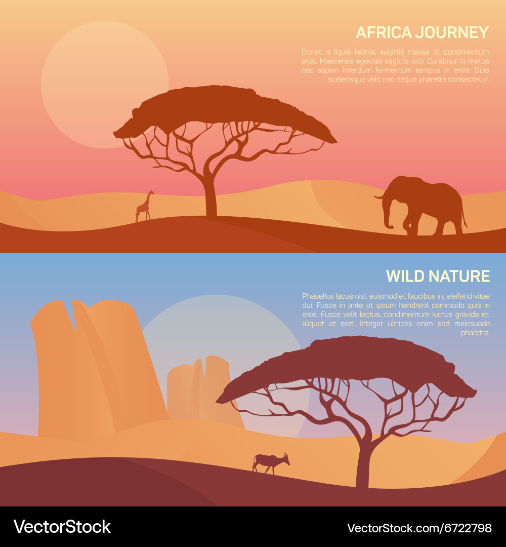 Landscape in savanna Royalty Free Vector Image