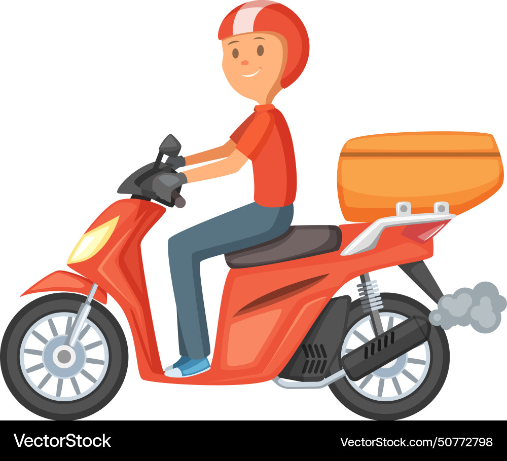Man on scooter fast delivery mascot color Vector Image