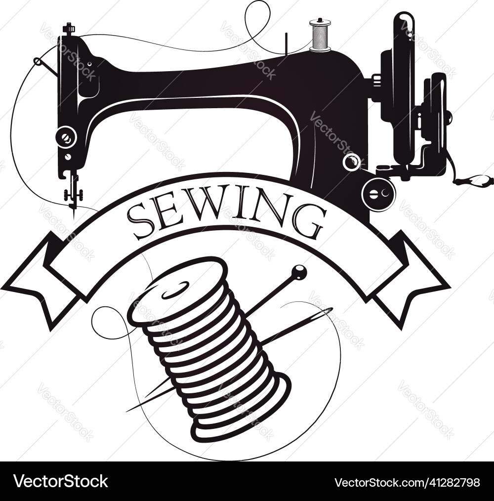 Manual sewing machine symbol for a tailor Vector Image