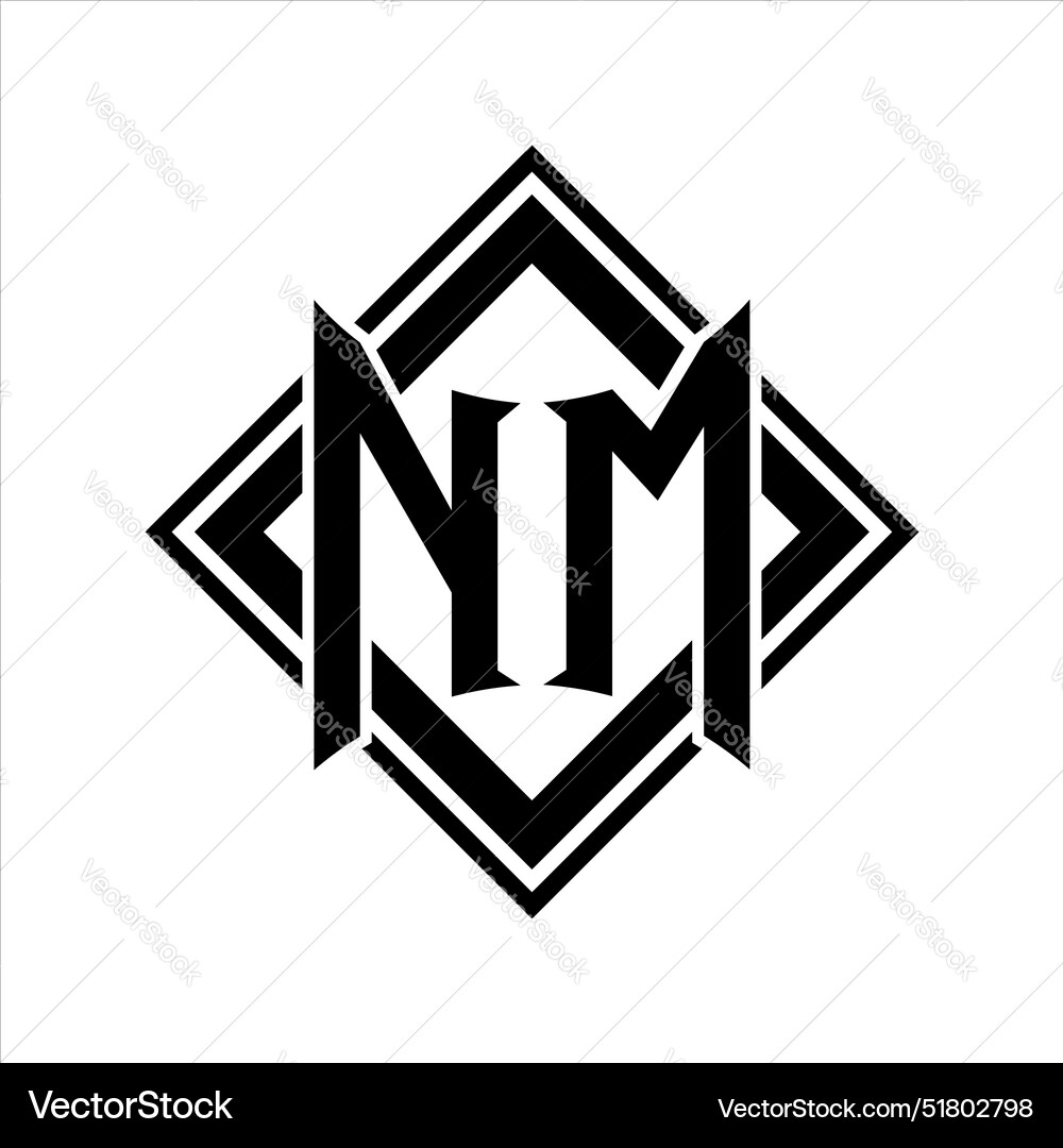 Nm letter logo with abstract shield shape Vector Image