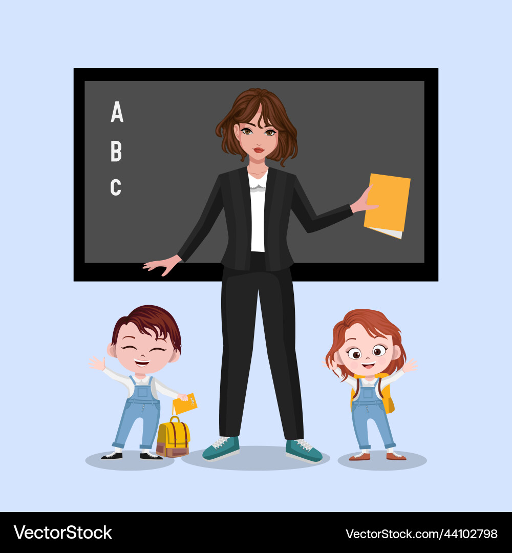 Teacher and students in the classroom Royalty Free Vector