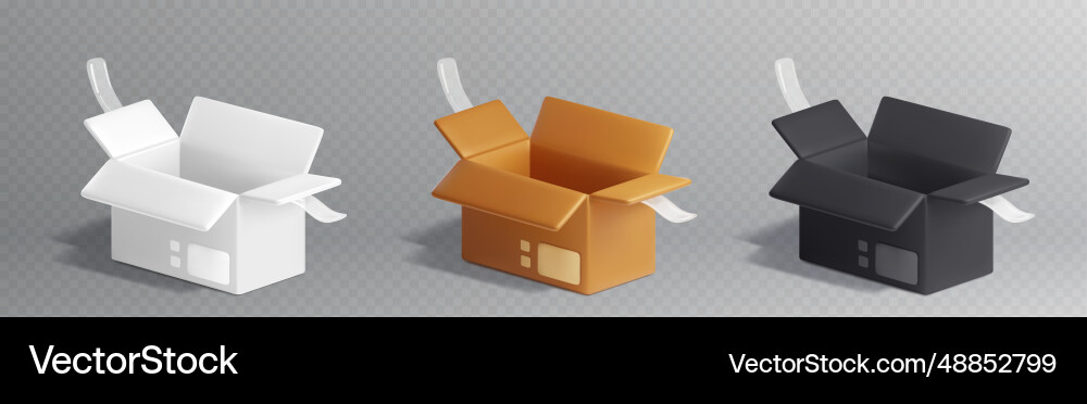 3d open cardboard parcel box package icon Vector Image