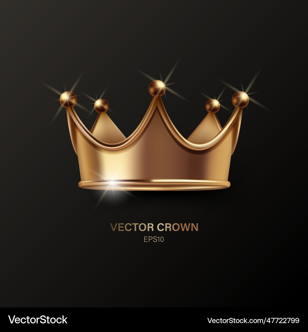 3d realistic golden sparkling shiny crown Vector Image