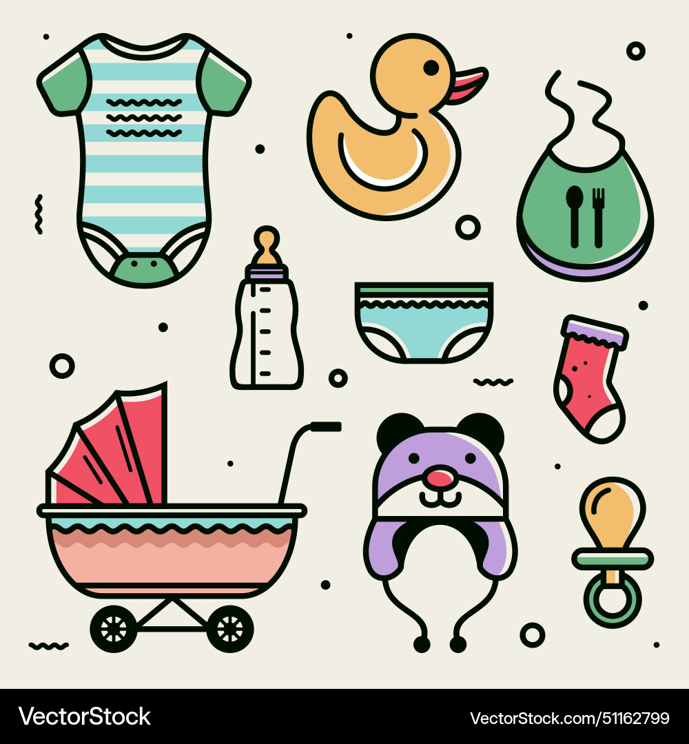 Baby icon set cute Royalty Free Vector Image - VectorStock