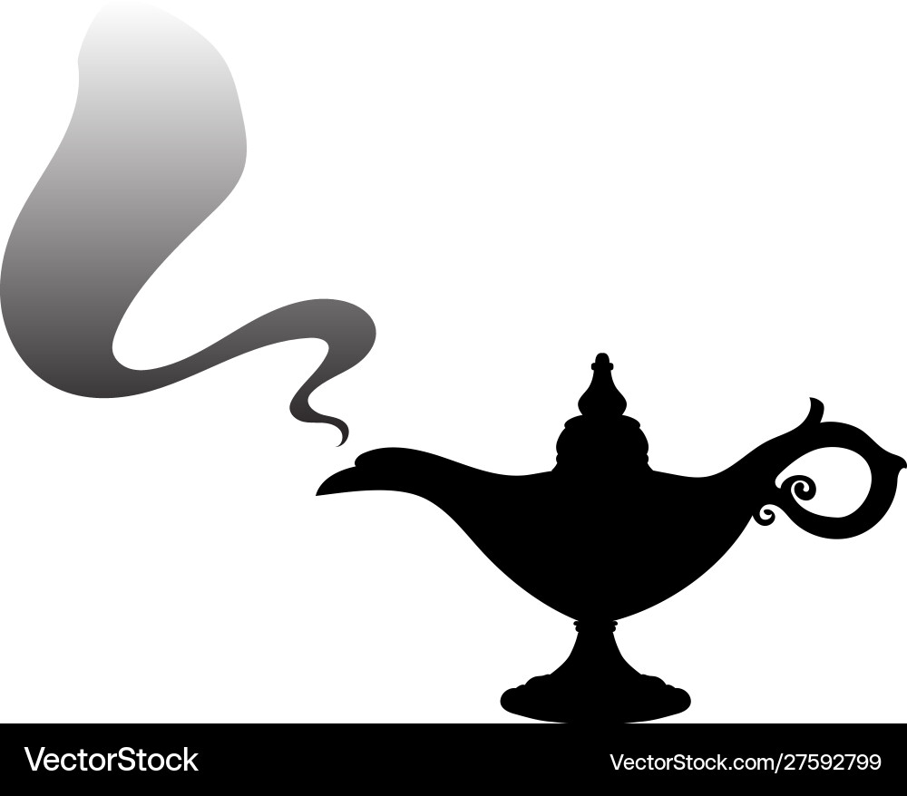 Genie Lamp Silhouette - Magic & Wishes Vector Image