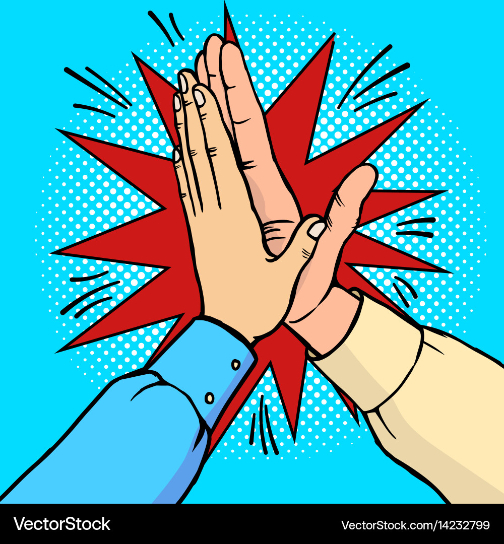 High Five Hand High Five Hand Flat Icon. Fingers Gestur Afbeelding