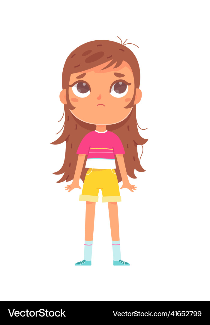 Kids expression cute little worried Royalty Free Vector