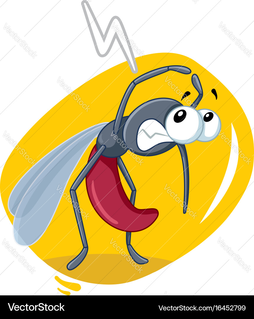 Scared mosquito insect cartoon Royalty Free Vector Image