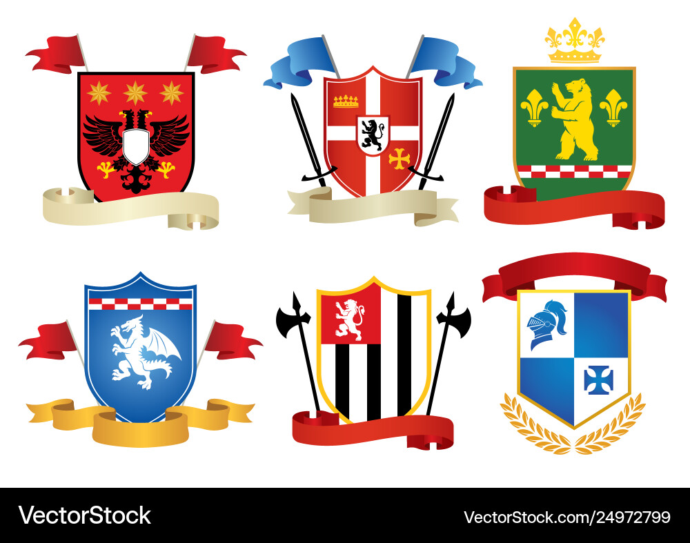 Simple style heraldic set Royalty Free Vector Image
