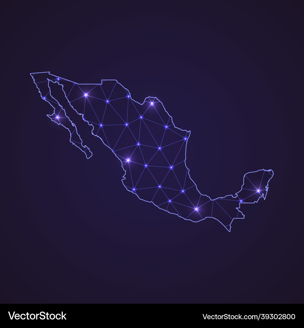Abstract Mexico Network Map Royalty Free Vector Image