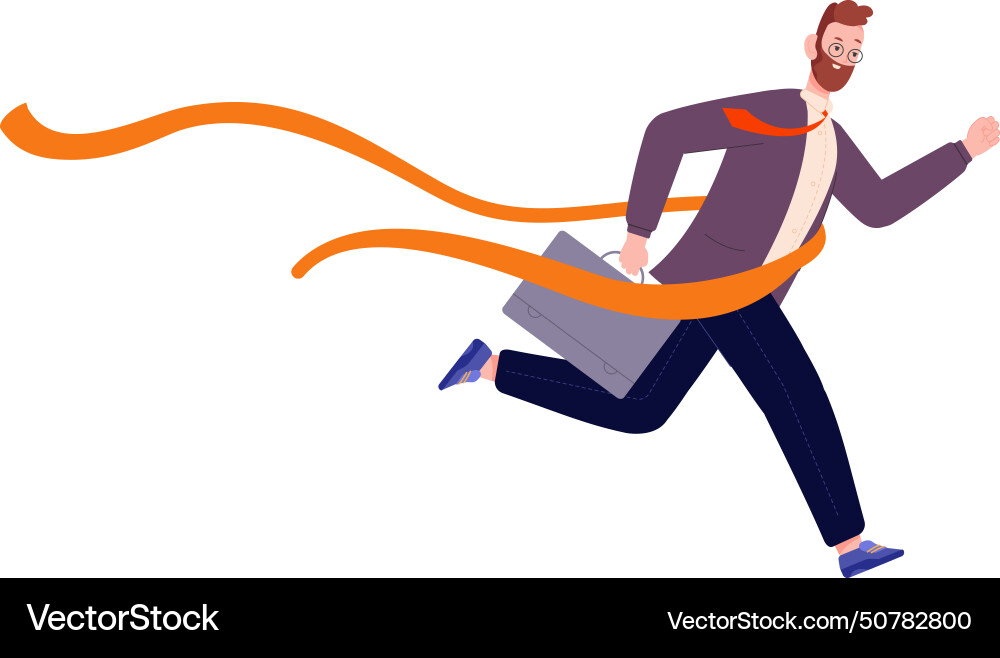 Businessman win corporate race work competition Vector Image
