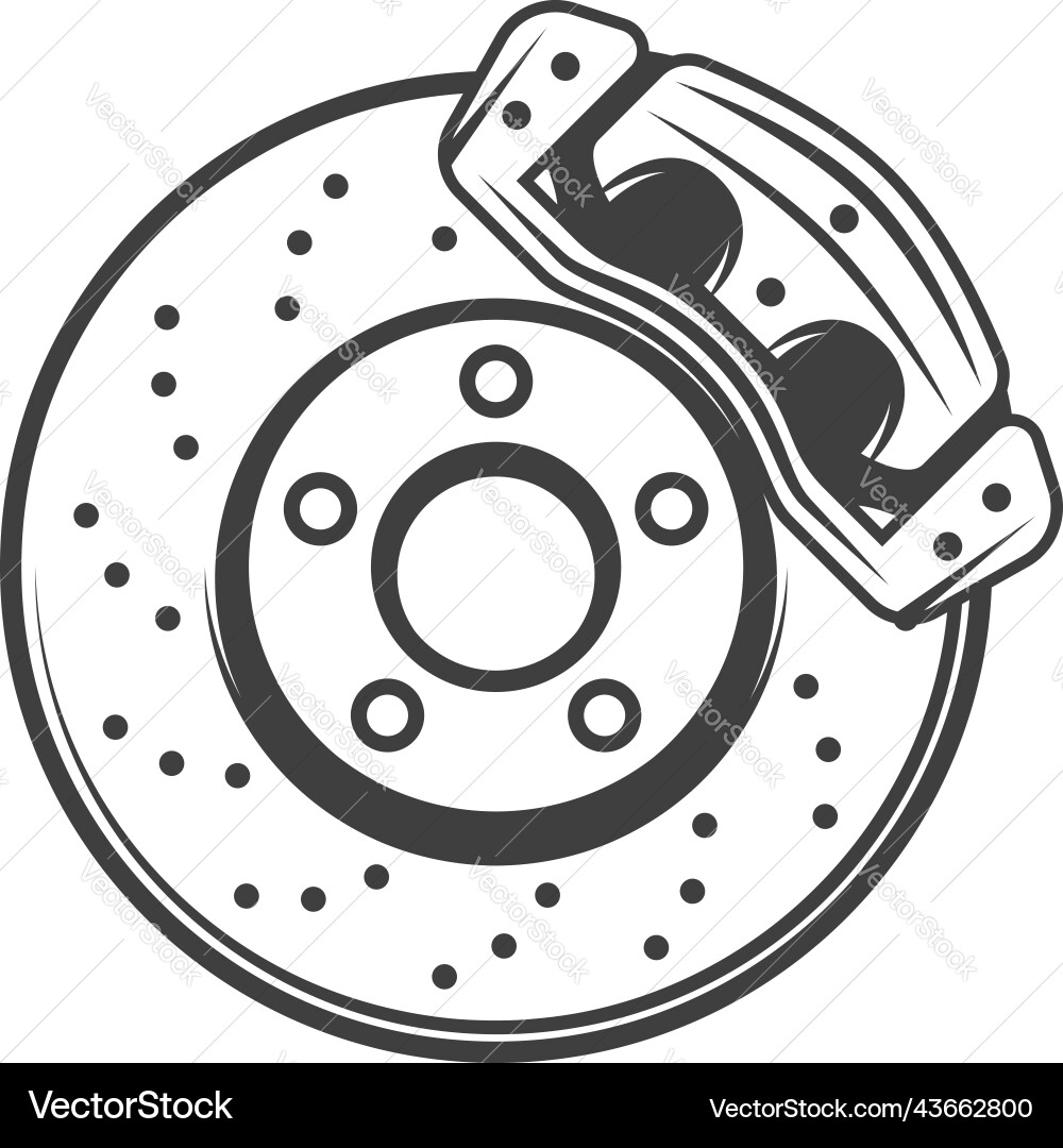 Car brakes disc and pad vehicle part Royalty Free Vector