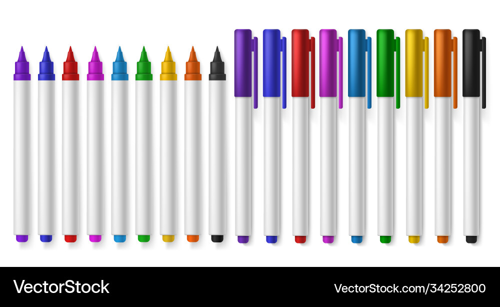 Color markers kids bright creative multicolor Vector Image