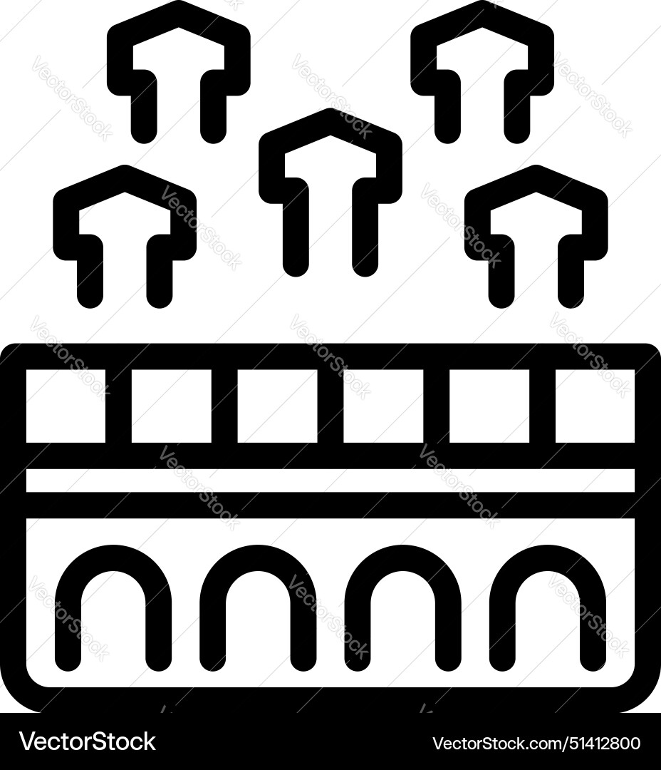 Colosseum icon with standing arrows Royalty Free Vector