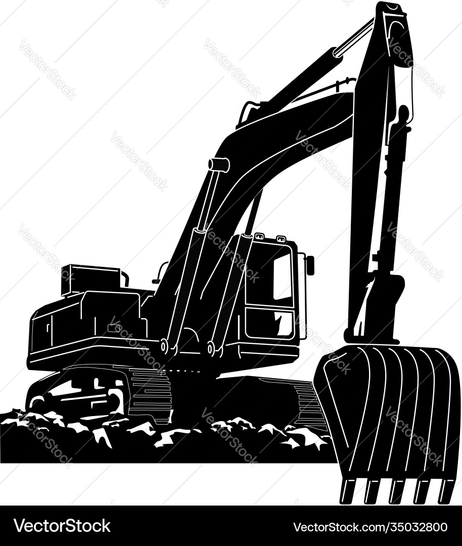 Crawler excavator modern flat Royalty Free Vector Image