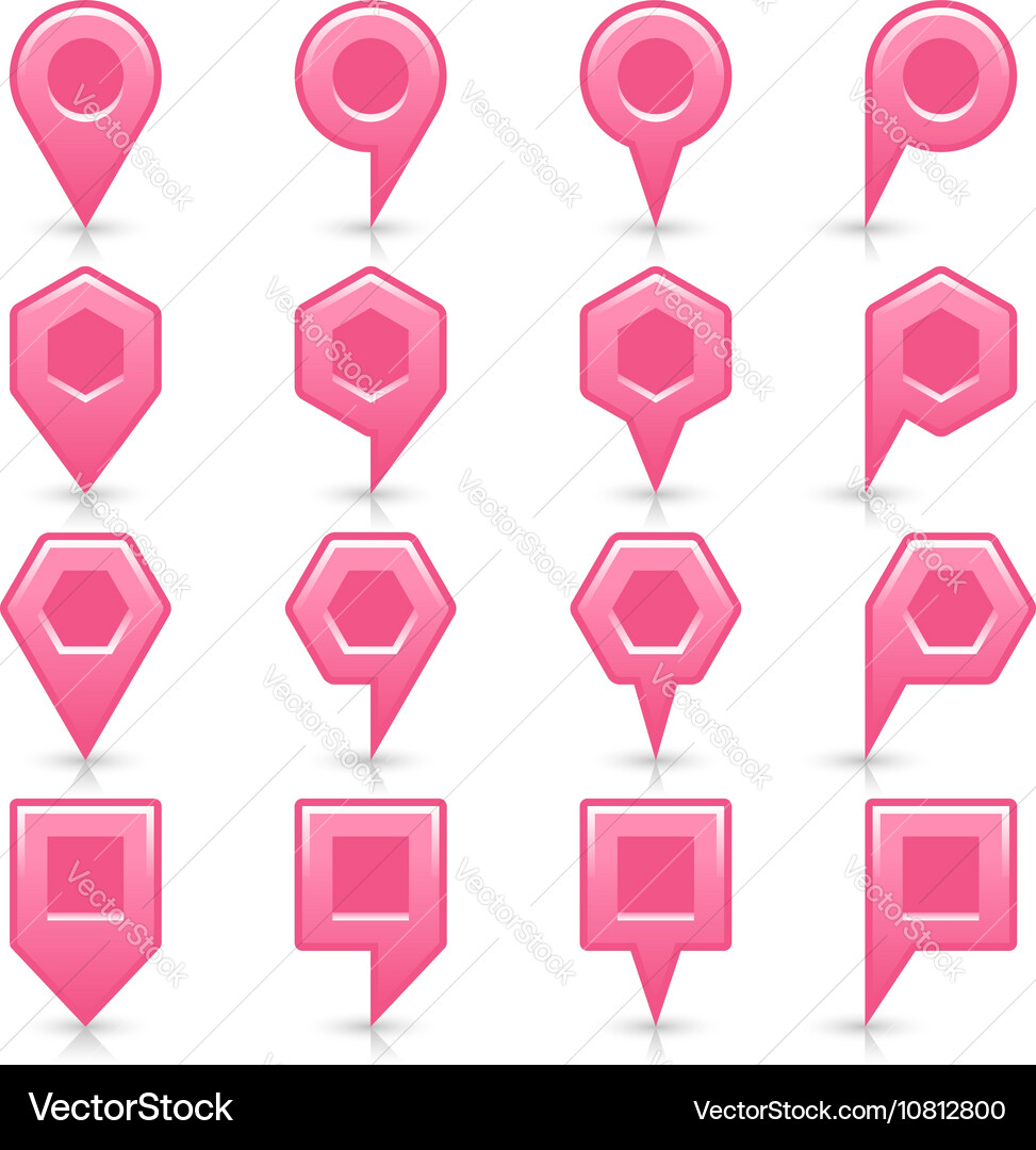 Flat pink color map pin sign location icon Vector Image