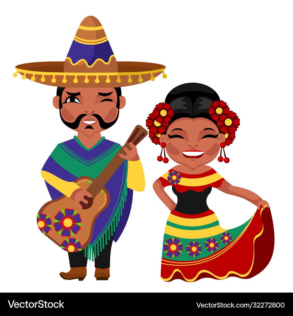 Mexican Couple Costume Royalty Free Vector Image
