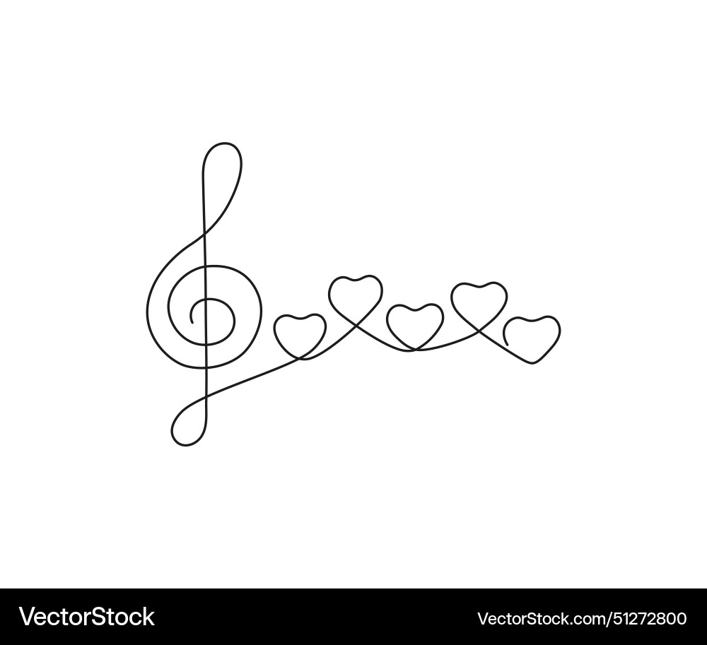 Music note in form heart and treble clef Vector Image